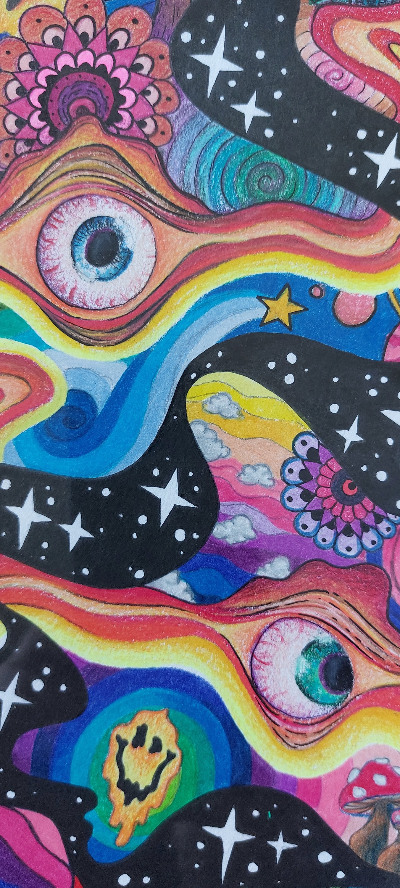 Wavy Eyes - Hand Drawn Illustration Original - Etsy