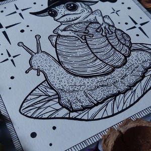 Mystical Wizard Frog Original Ink Drawing- 5x5in Illustration Cute ...