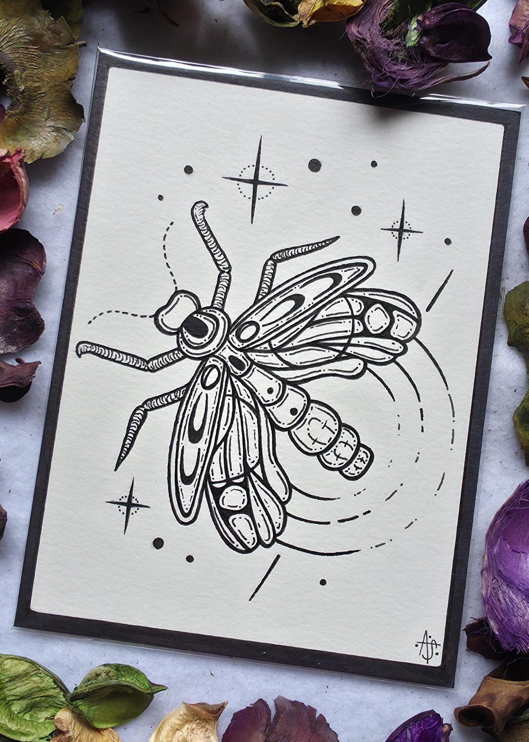 Lightning Bug Original Ink Illustration - Firefly Insect Animal Fantasy ...