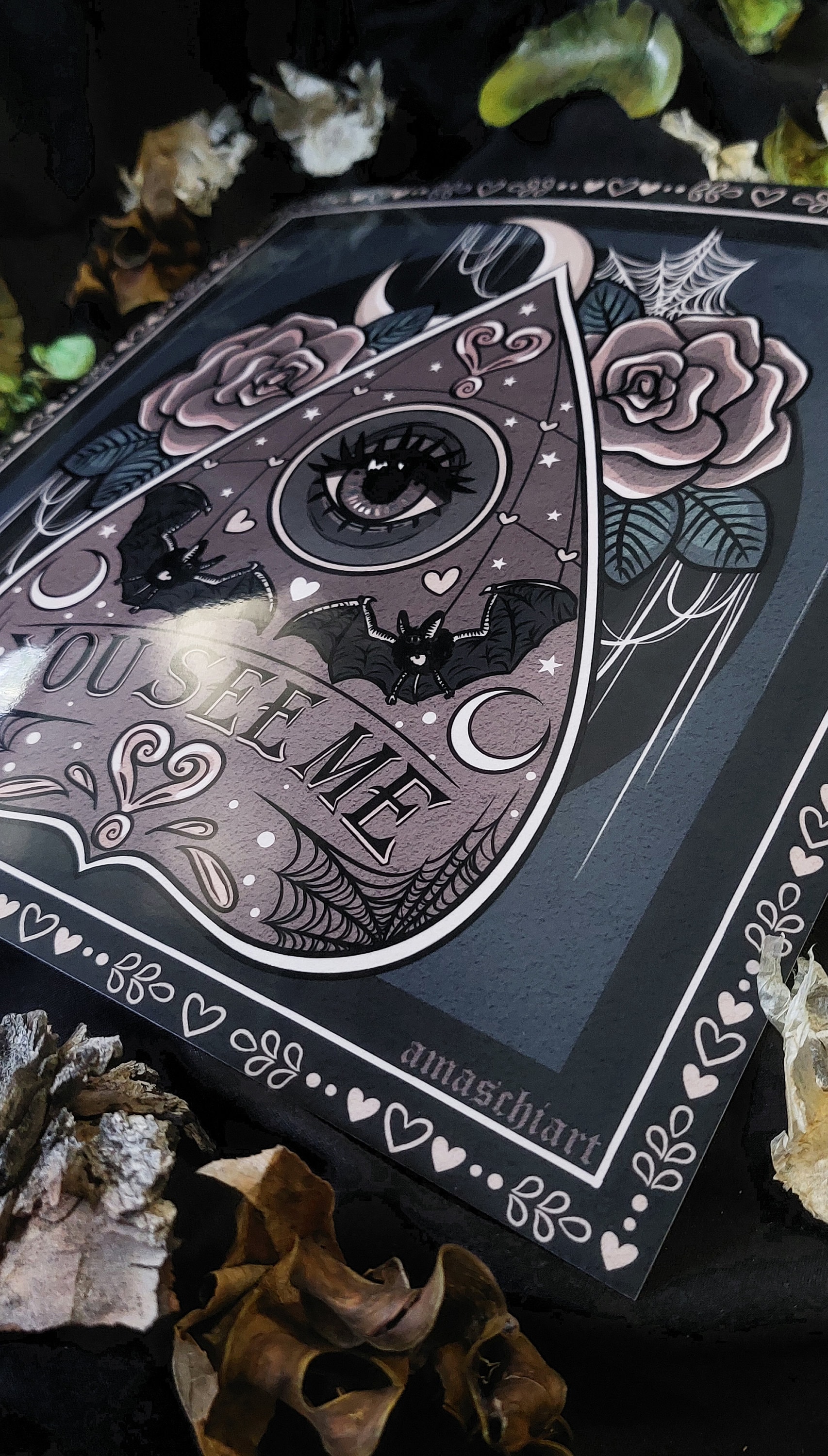 You See Me Print - Planchet Ouija Drawing Illustration Cute Goth Horror ...