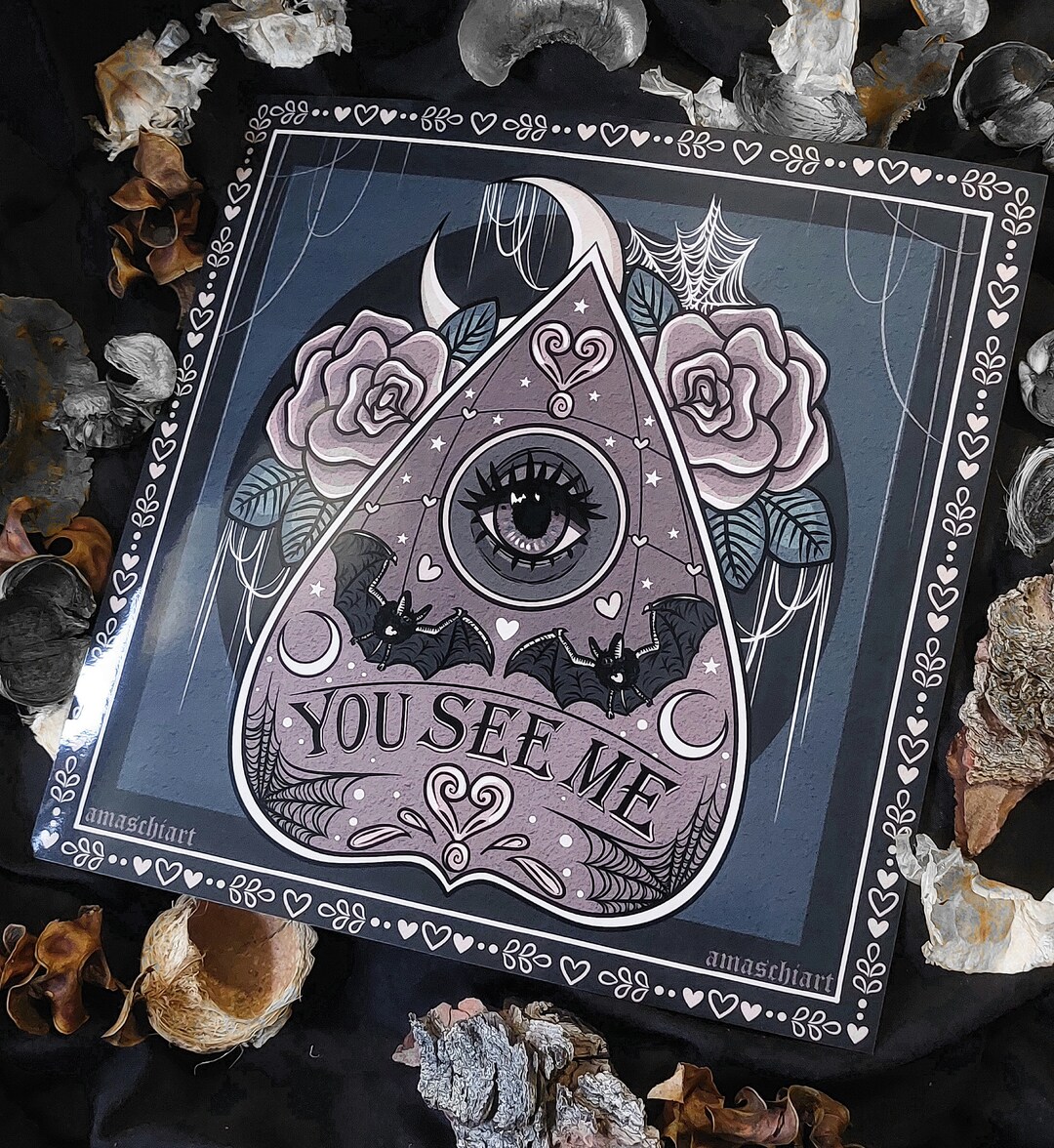 You See Me Print - Planchet Ouija Drawing Illustration Cute Goth Horror ...
