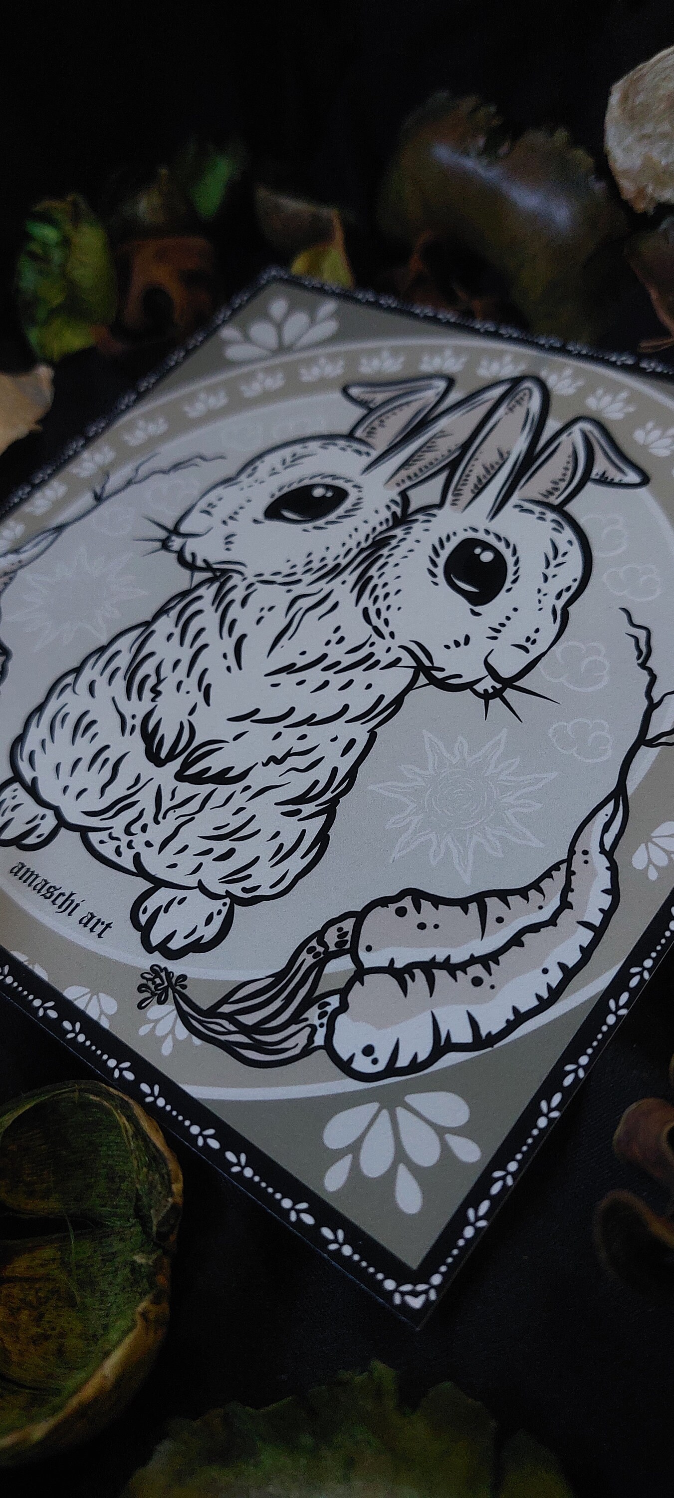 Two Headed Hare Print Drawing Illustration Nature Cute Goth Horror ...