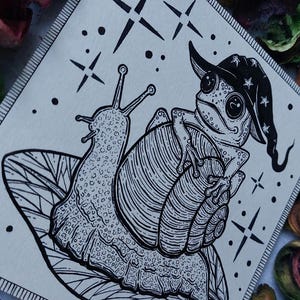 Mystical Wizard Frog Original Ink Drawing- 5x5in Illustration Cute ...
