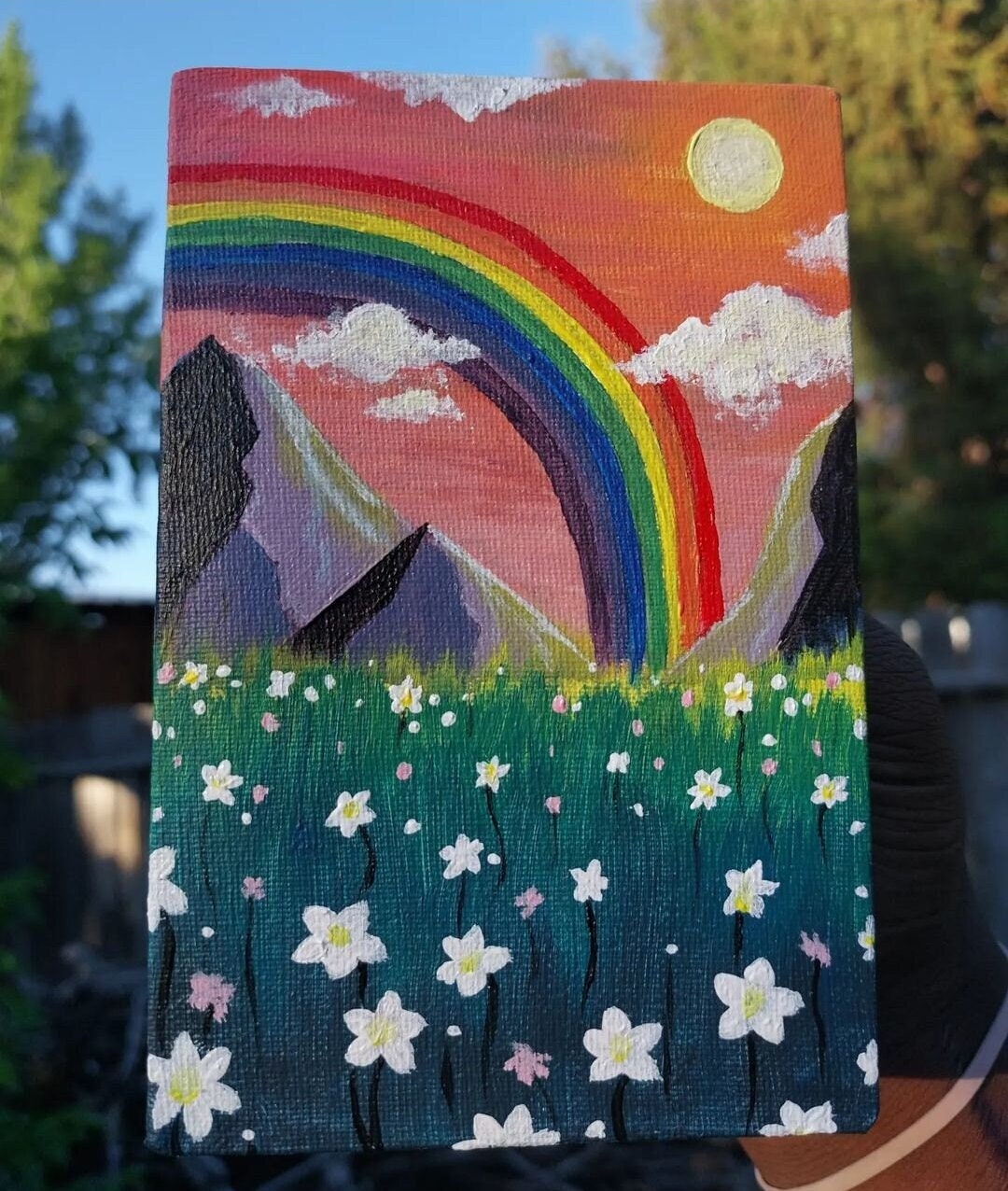 June - Original Hand Painted Acrylic on Stretched Canvas - Rainbow ...