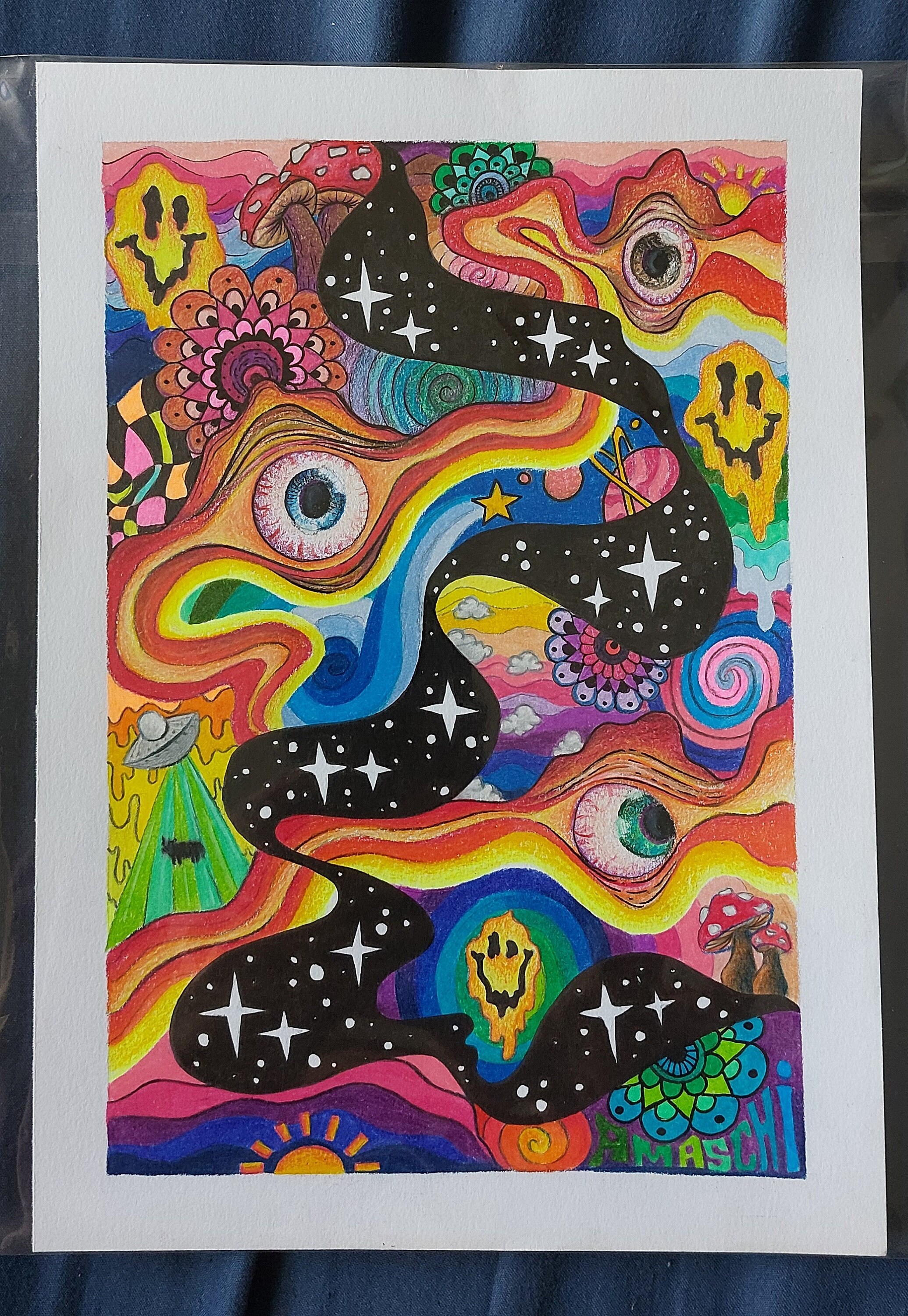 Wavy Eyes - Hand Drawn Illustration Original - Etsy