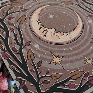 Autumn Magic Print - Drawing Illustration Nature Cute Moon Lunar Decor ...