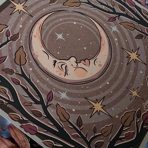 Autumn Magic Print - Drawing Illustration Nature Cute Moon Lunar Decor ...