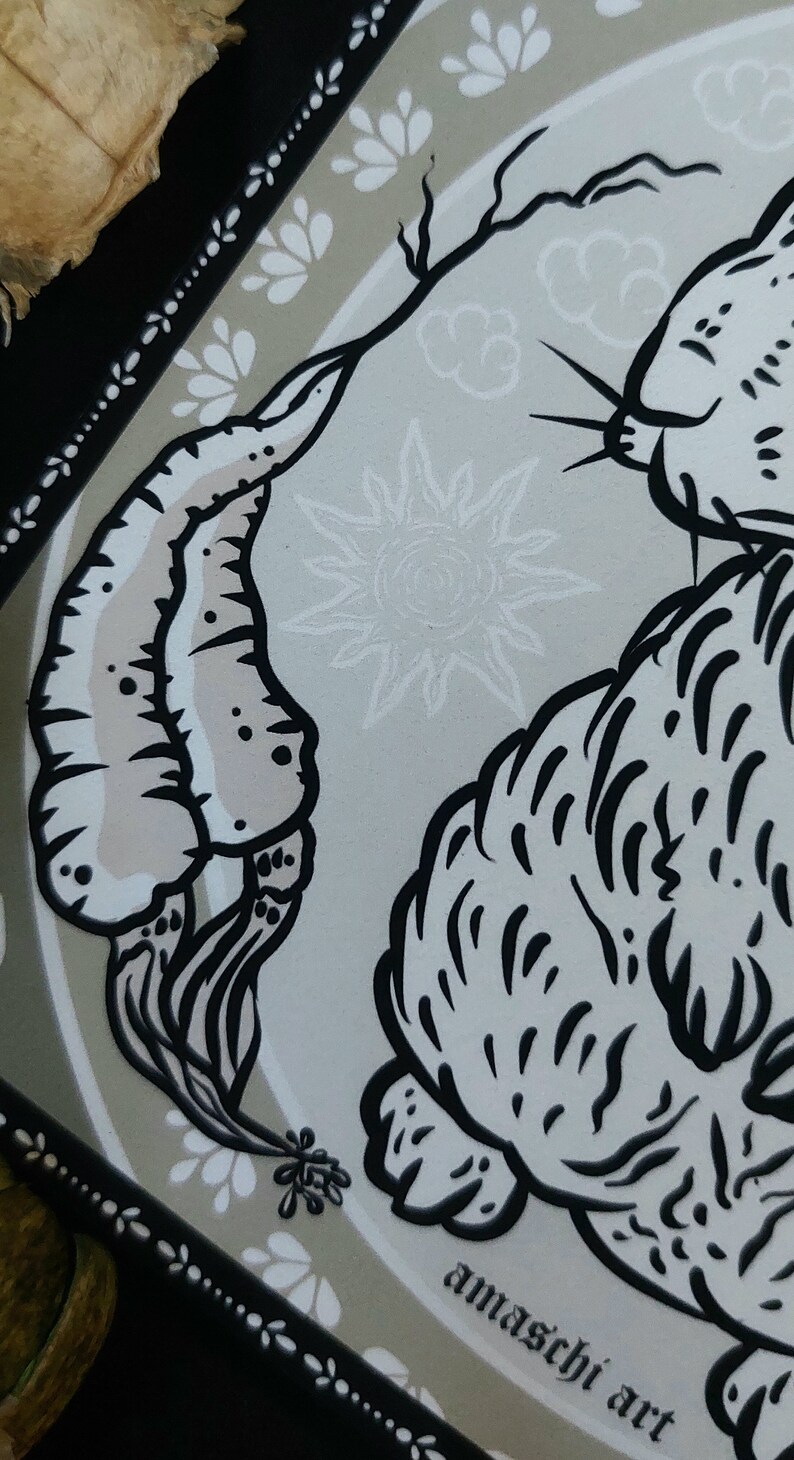 Two Headed Hare Print Drawing Illustration Nature Cute Goth Horror ...