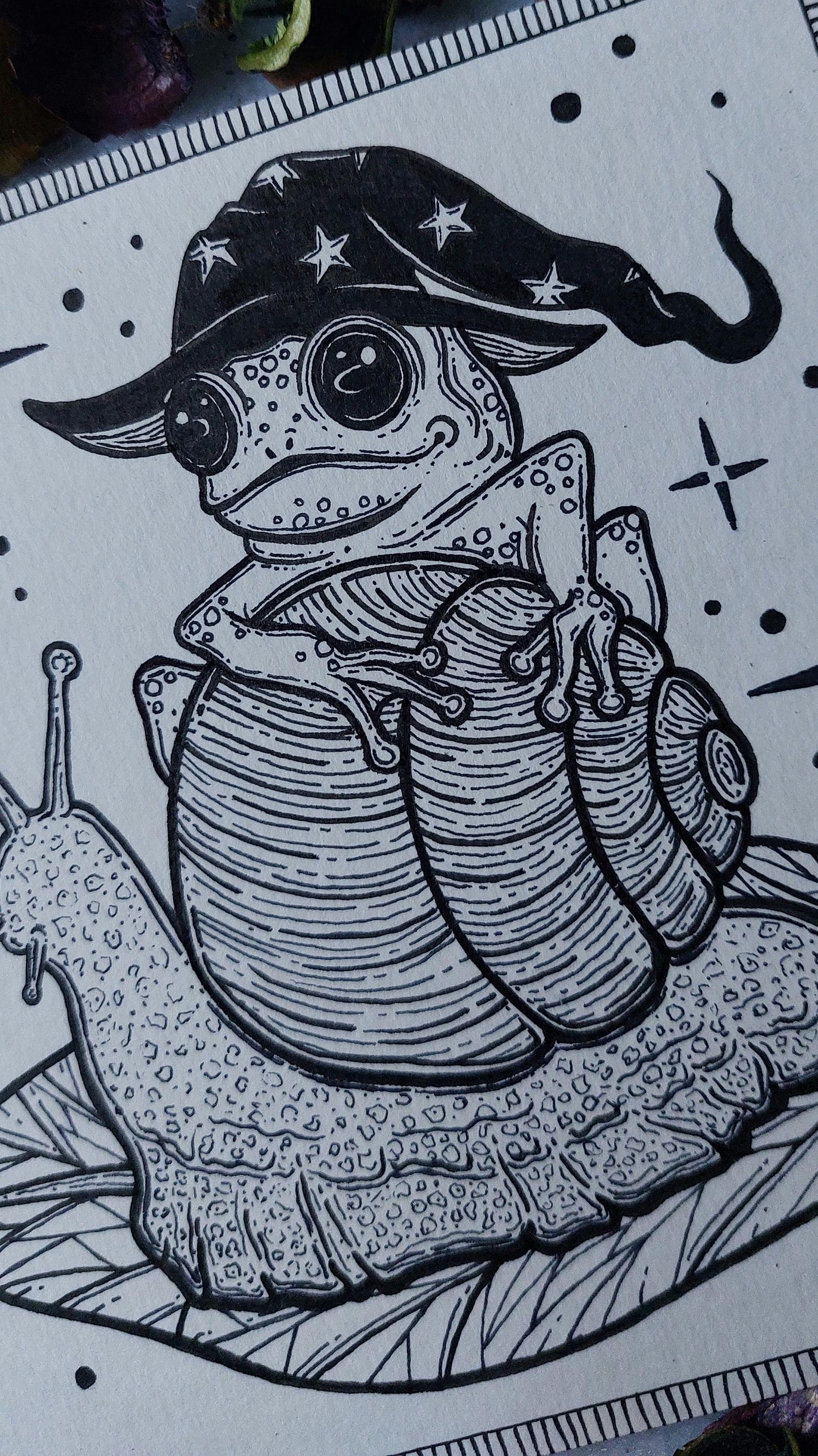 Mystical Wizard Frog Original Ink Drawing- 5x5in Illustration Cute ...
