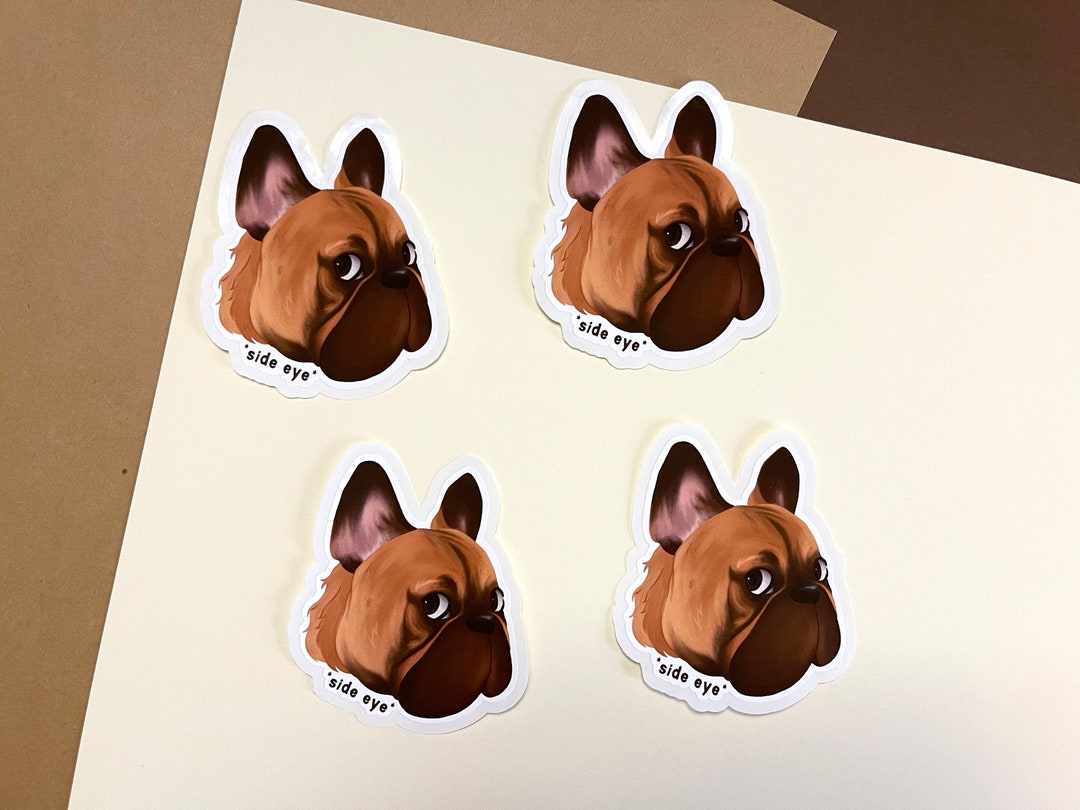 French Bulldog Side Eye Sticker | Illustrated Sticker, Decals, Laptop ...