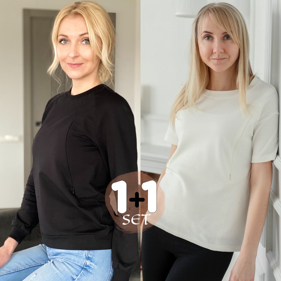 Alltagdesign SET of Nursing Breastfeeding and Maternity Hoodie and T ...