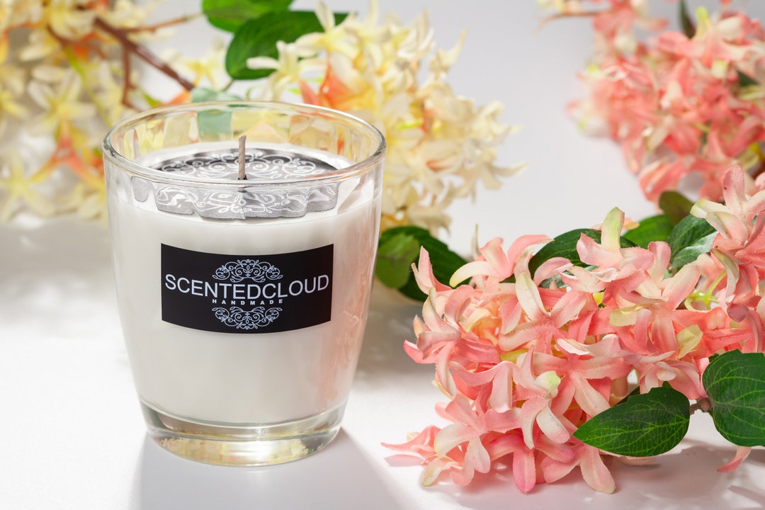 Tabaco cubano y roble perfumado Elegante vela de vidrio de cera de soja ...