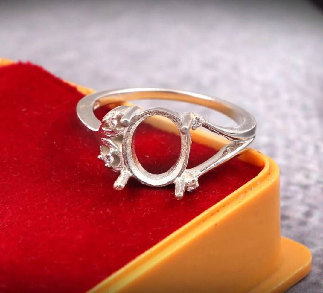 Women Ring 925 Sterling Silver Engagement Ring Blank 8x10 Mm Oval Shape ...