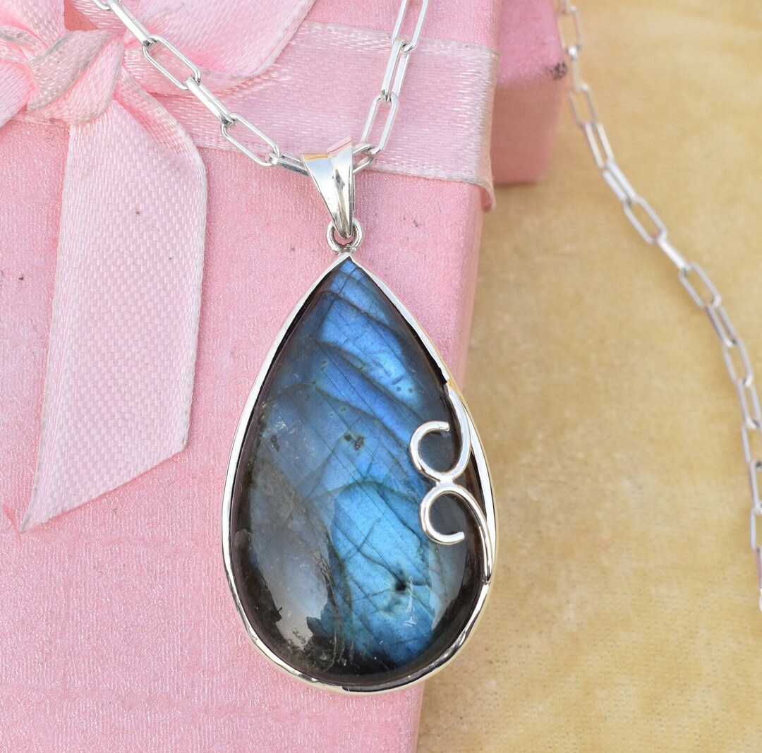 Large Natural Labradorite Pendant, Labradorite Pendant, Gemstone ...