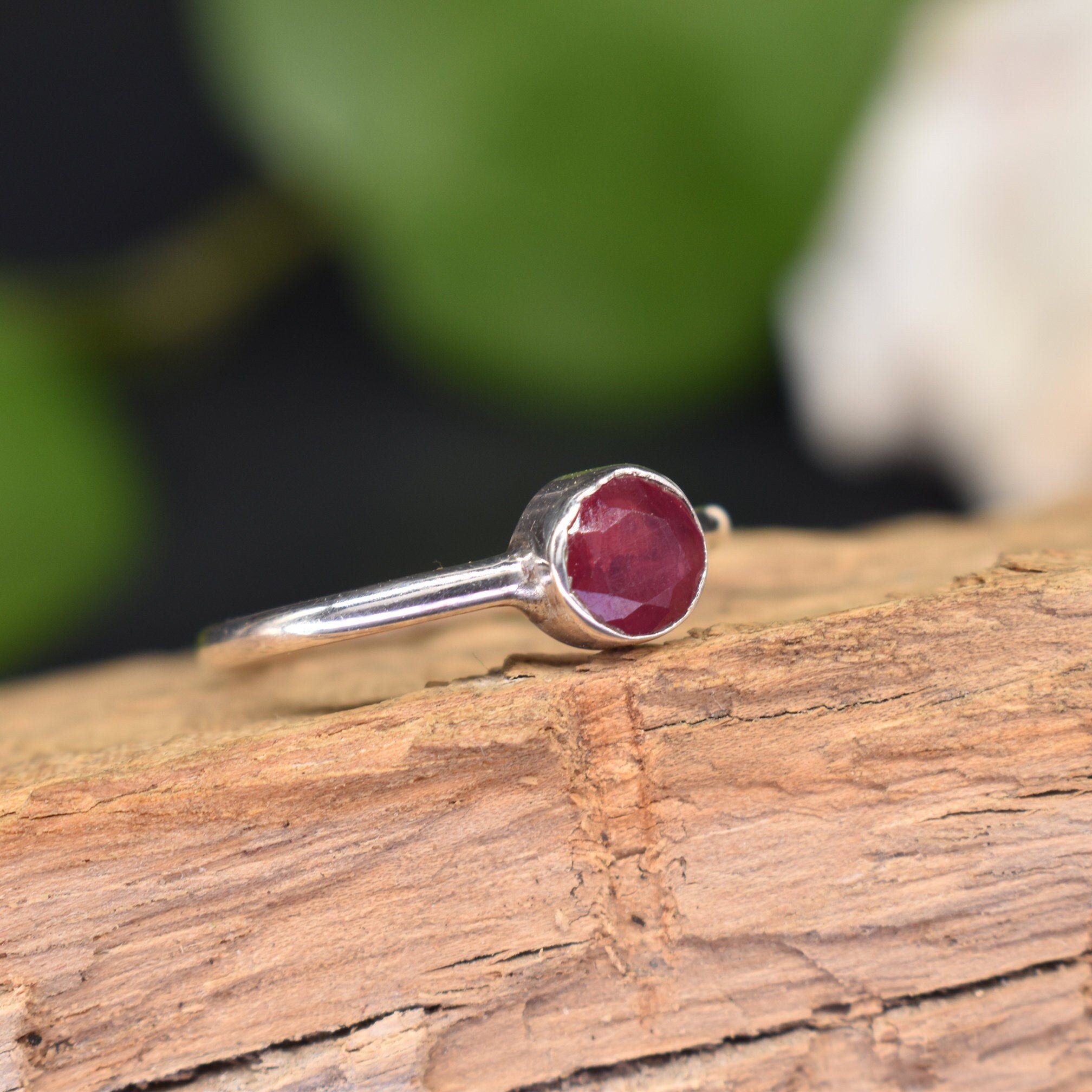 Ruby Ring July Birthstone Gemstone Sterling Silver Ring | Etsy