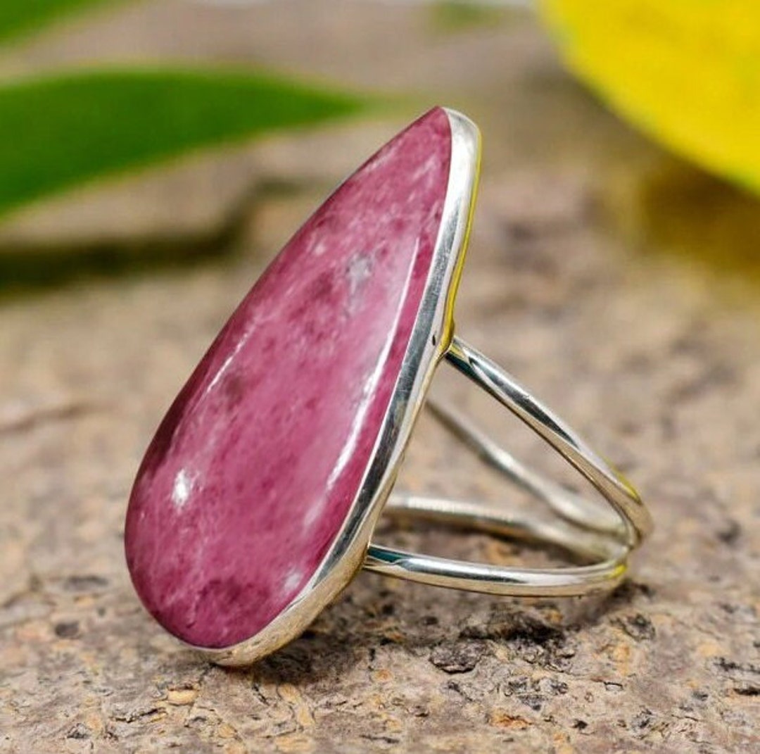 Natural Thulite Ring, Gemstone Jewelry, 18k Gold Filled & 925 Sterling ...