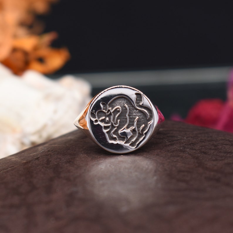 Bold Taurus Signet Ring Birthday Signet Ring Astrology - Etsy