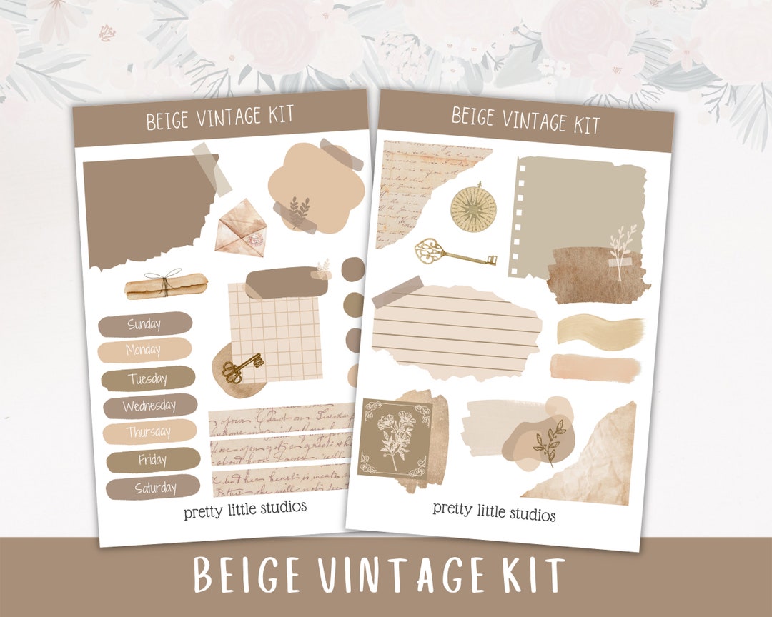 Beige Vintage Mini Kit - Bullet Journal Sticker Kit - Planner Stickers ...