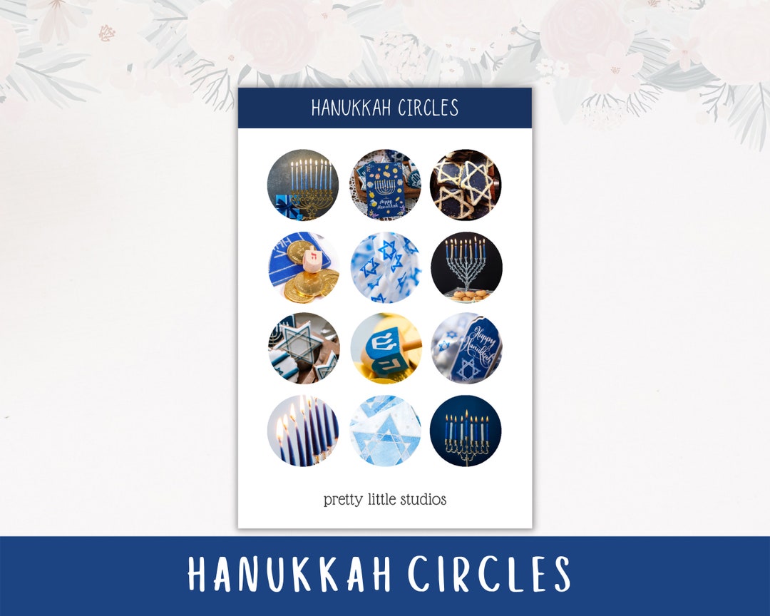 Hanukkah Aesthetic Circle Sticker Sheet Bullet Journal - Etsy Israel