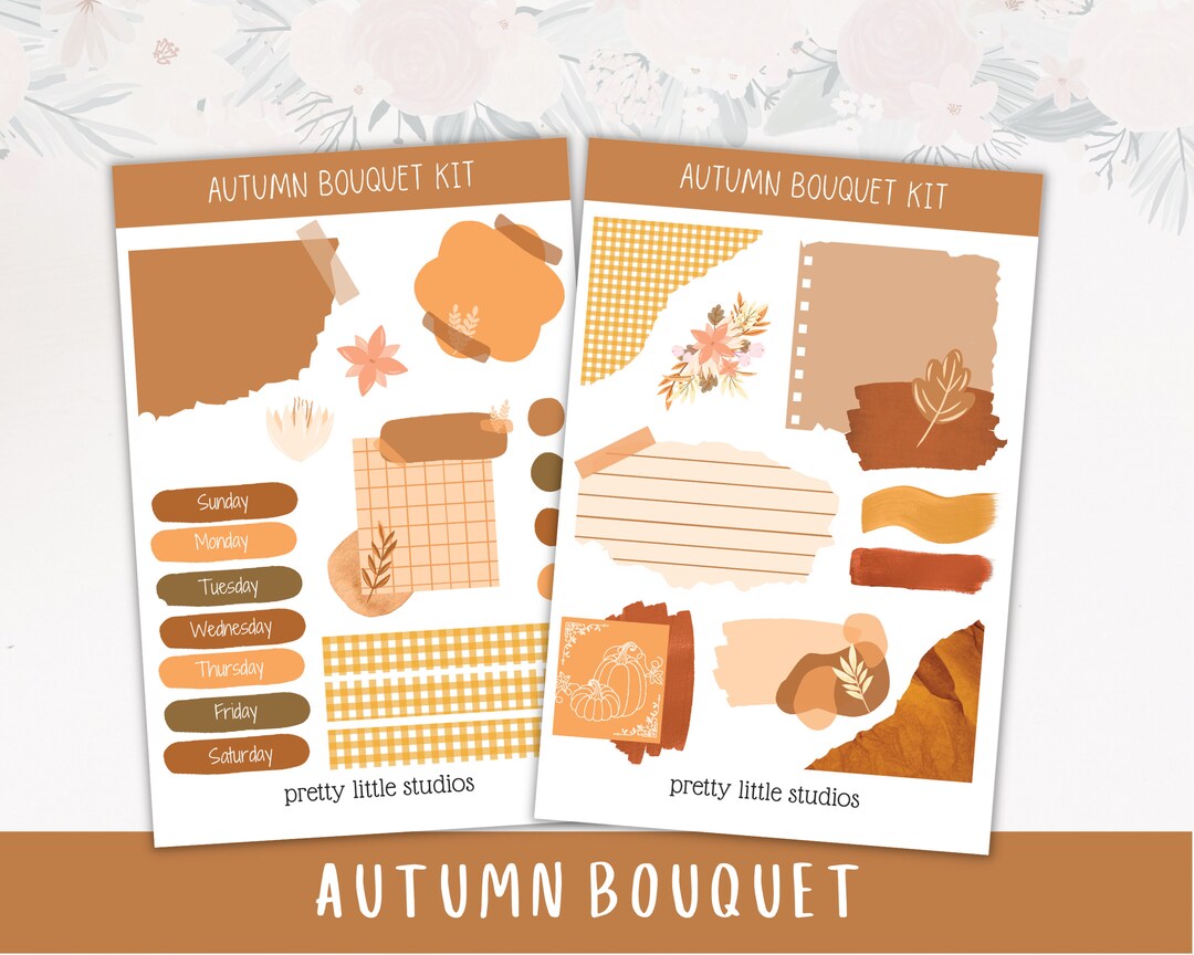 Autumn Bouquet Mini Journal Sticker Kit - Bullet Journal Sticker Kit ...