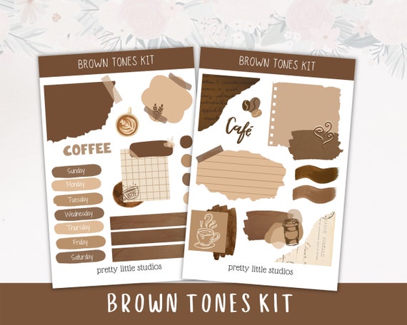 Dark Brown Mini Kit Bullet Journal Sticker Kit Planner | Etsy