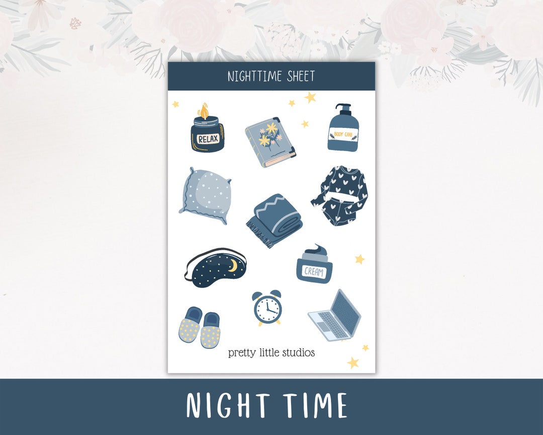 Nighttime Sticker Sheets Bullet Journal Stickers Night - Etsy
