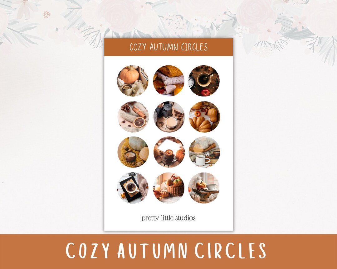 Cozy Autumn Aesthetic Circle Sticker Sheets - Bullet Journal Stickers ...