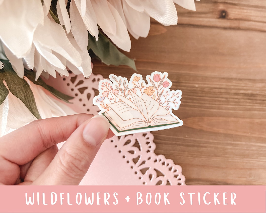 Open Book Floral Sticker - Book Sticker - Book and Flowers - Bookish ...