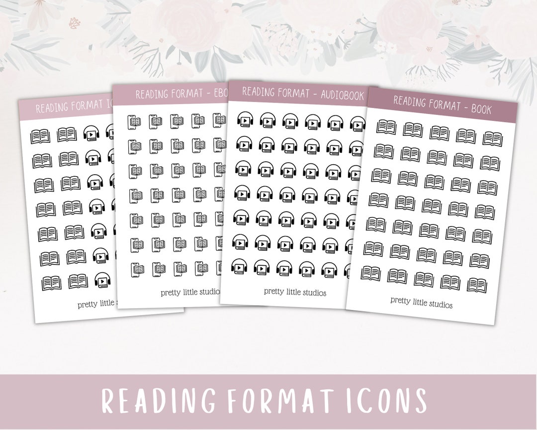 Book Format Icon Stickers - Reading Journal Stickers - Audiobook ...