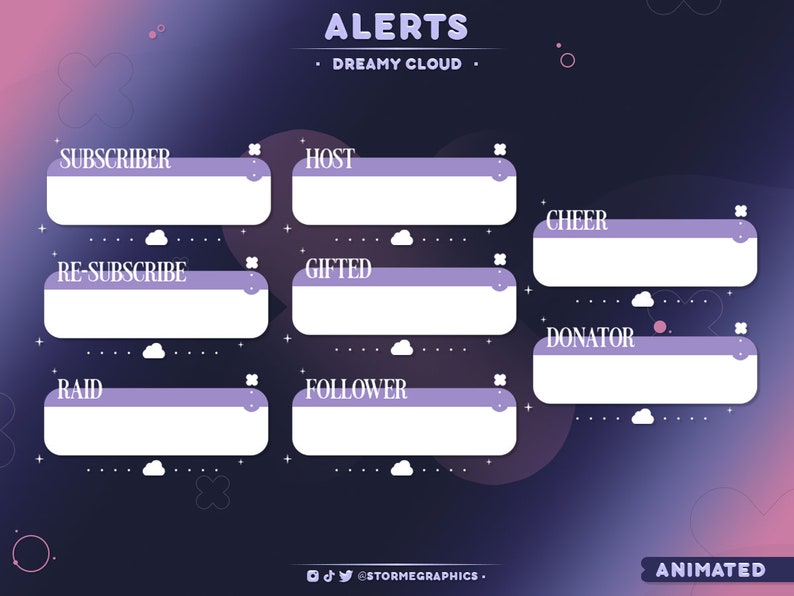 Dreamy Cloud Animated Stream Package: Purple Pastel Retro Theme (digital Download) - Etsy