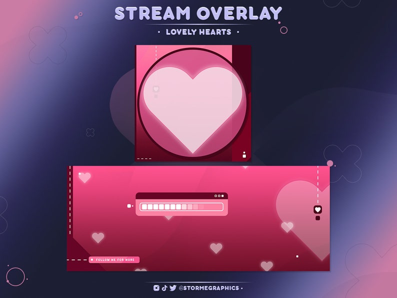 Animated in Love Overlay Red Hearts Stream Package Cute Twitch Pack ...