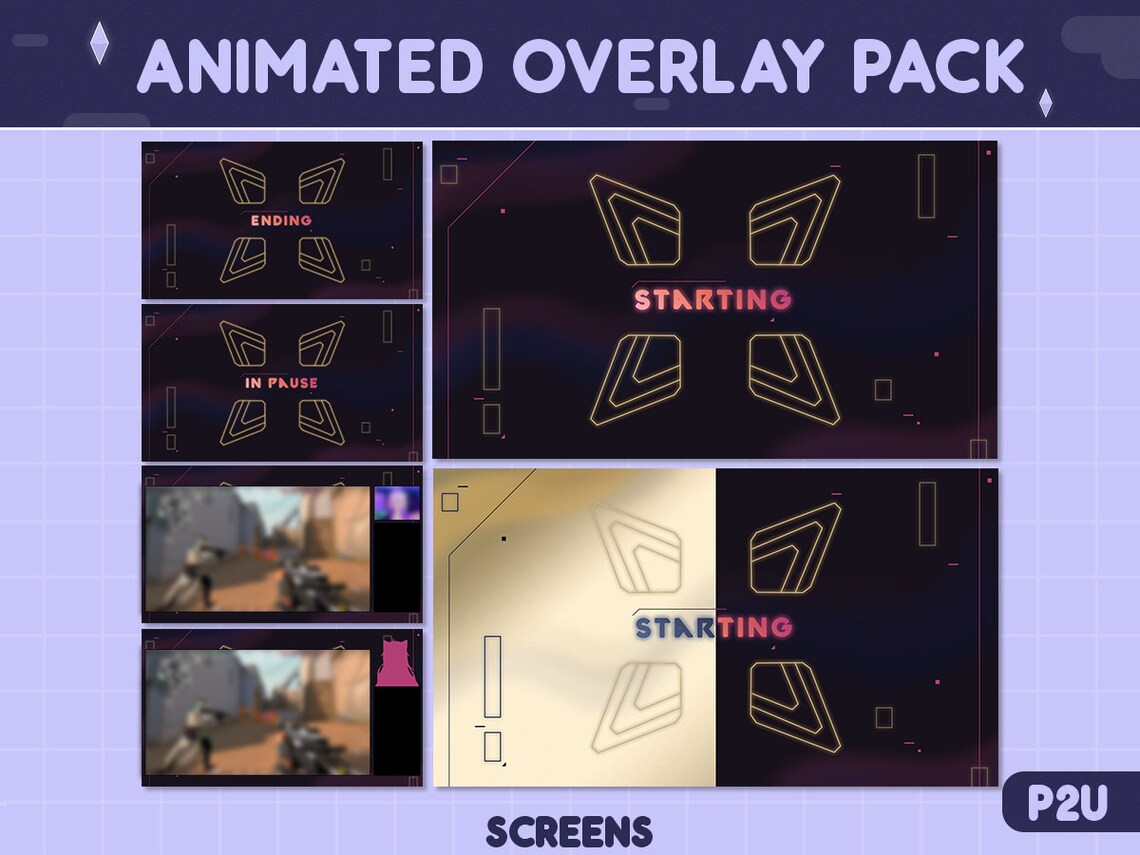 Gaming Animated Overlay Pack Golden Pink Twitch Overlay - Etsy