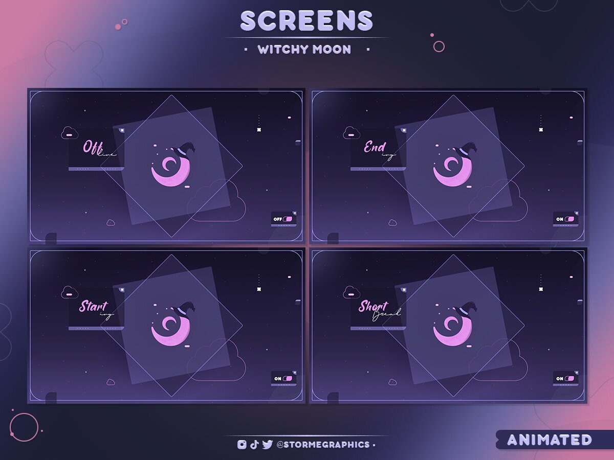 Animated Witchy Moon Overlay Sorceress Galaxy Stream Package Celestial Magic Twitch Pack Stars ...