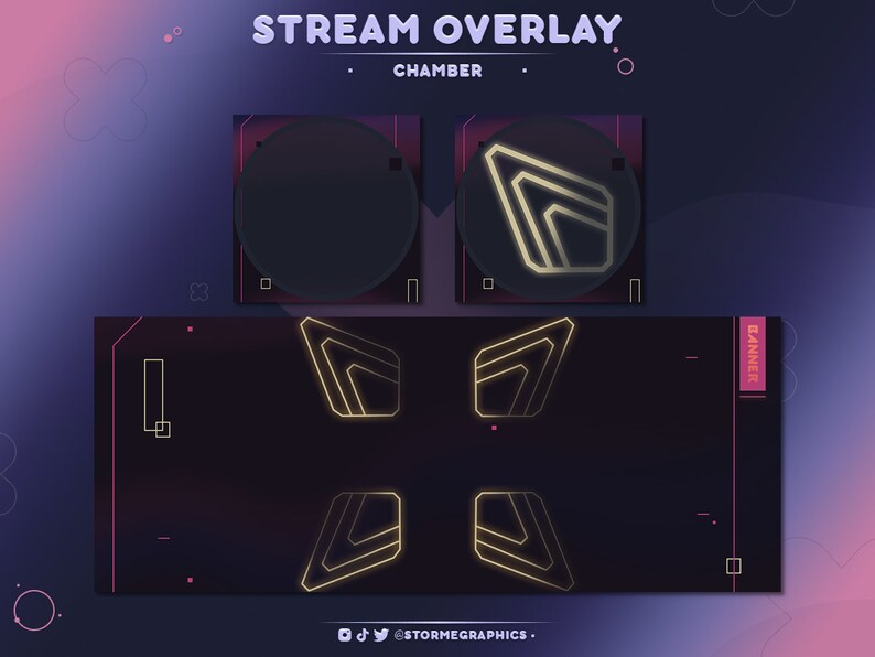 Gaming Animated Overlay Pack Golden Pink Twitch Overlay Game Stream ...
