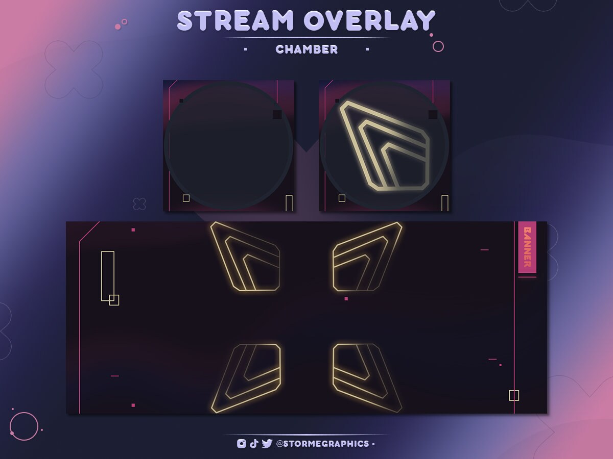 Gaming Animated Overlay Pack Golden Pink Twitch Overlay Game Stream Bundle Gaming, Agent, Clean ...