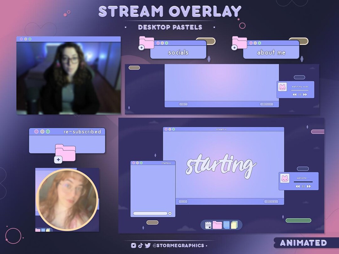 Desktop Pastels Animated Stream Overlay: Cute Pink Imac Twitch Pack ...