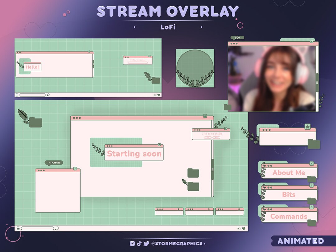 Animated Retro Lofi Overlay | Cozy Stream Package | Cottagecore Twitch ...