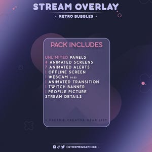 Animated Retro Bubbles Overlay | Sparkle Bubbly Stream Package | Cute ...