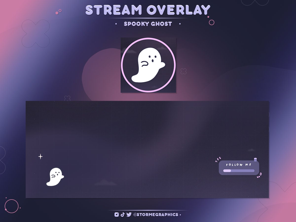 Animated Twitch Spooky Ghost Overlay Halloween Stream Package Cute ...