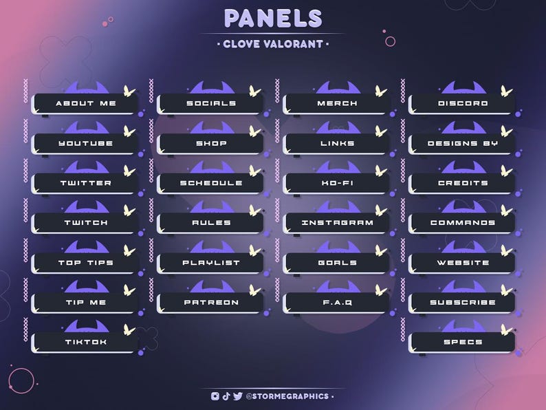 Animated Clove Valorant Stream Package: Butterfly LGBT+ Twitch Overlay ...