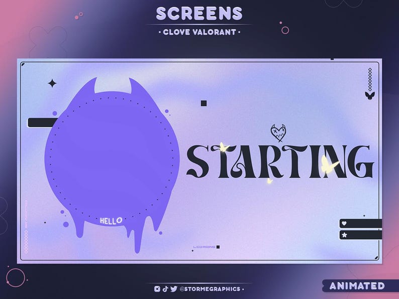 Animated Clove Valorant Stream Package: Butterfly LGBT+ Twitch Overlay ...