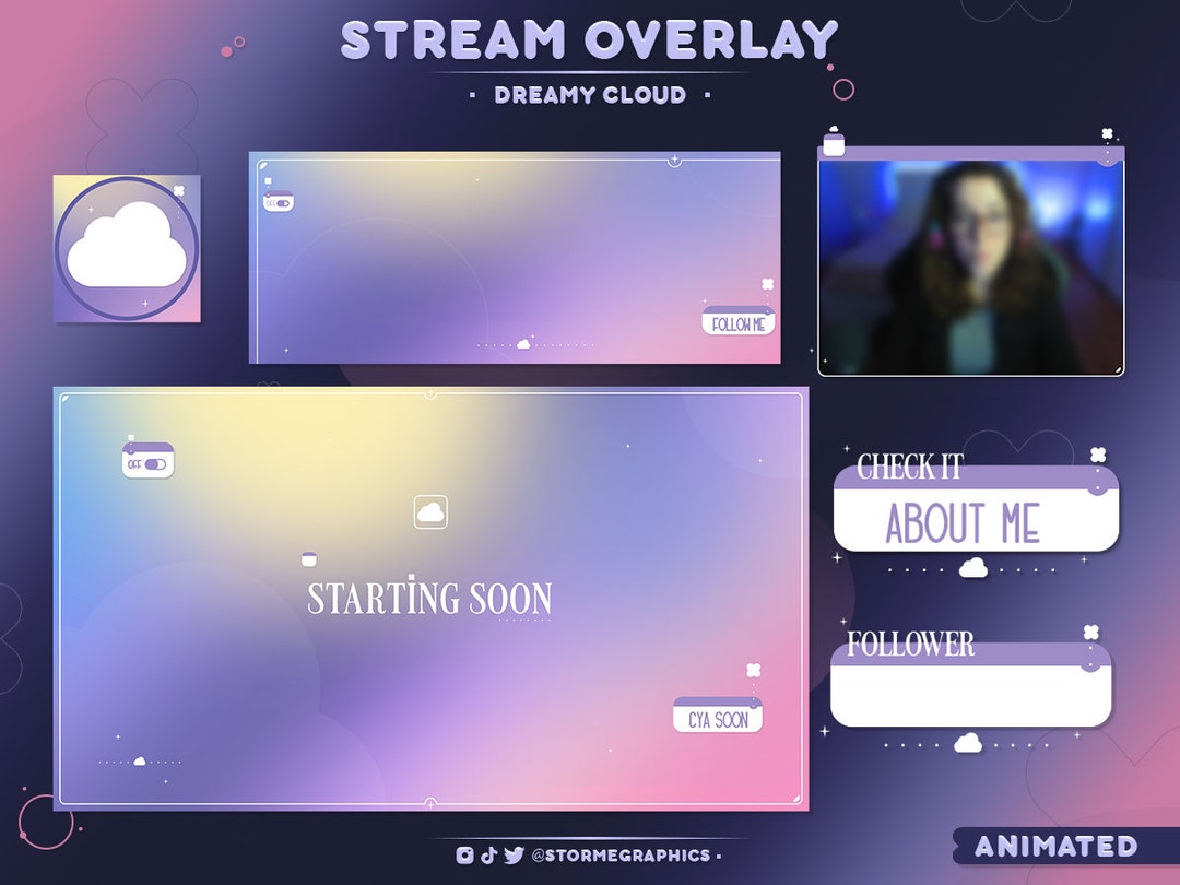 Animated Dreamy Cloud Overlay | Dreaming Stream Package | Dream Twitch ...