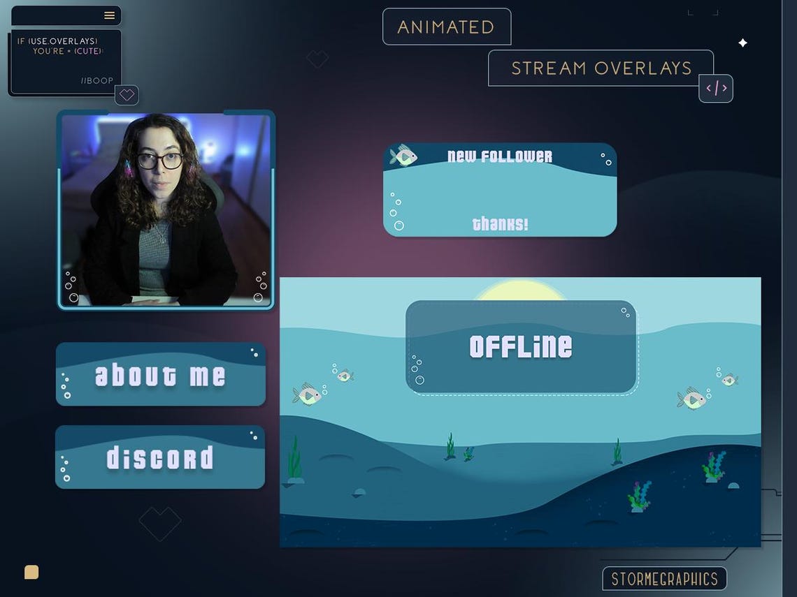 Animated Underwater Ocean Overlay | Sea View Stream Package | Blue Fish ...