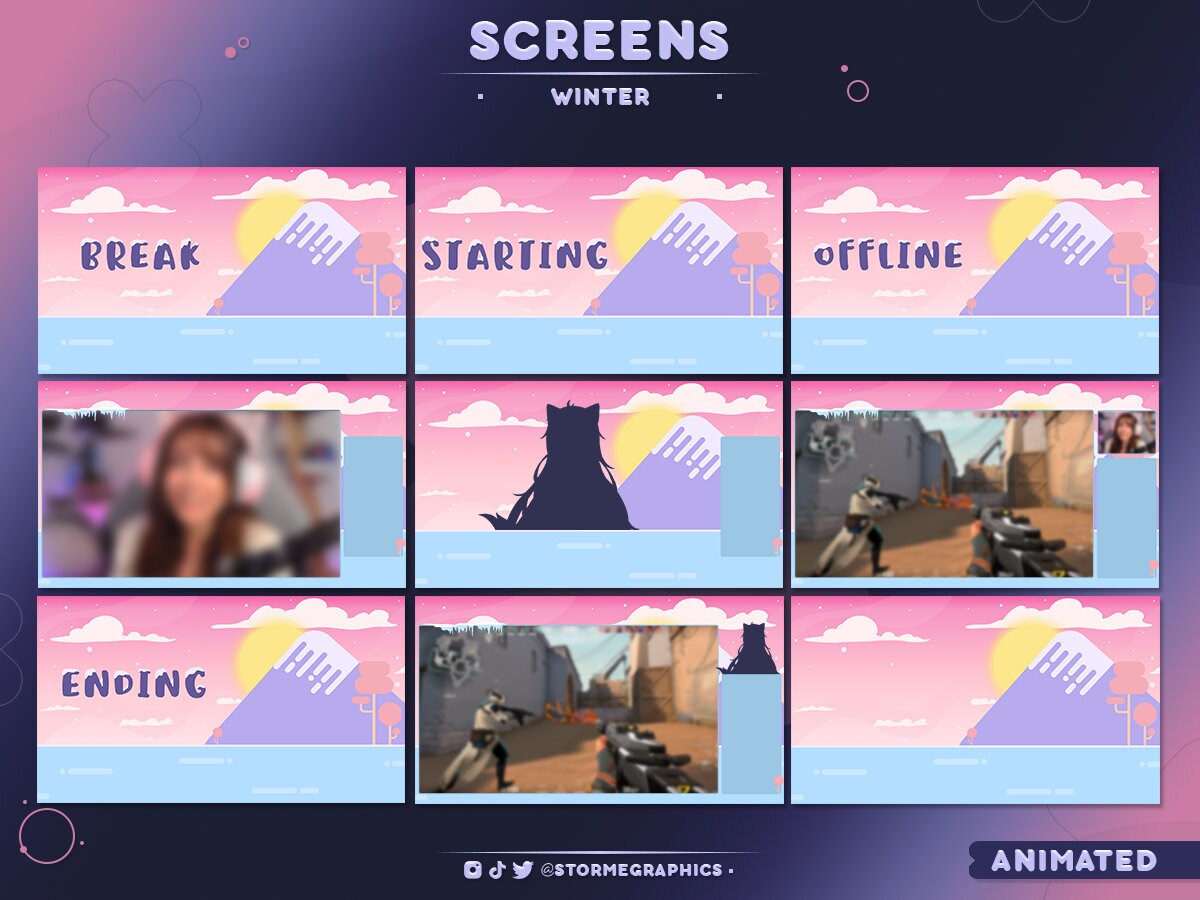 Animated Cute Winter Overlay Xmas Stream Package Christmas Twitch Pack ...