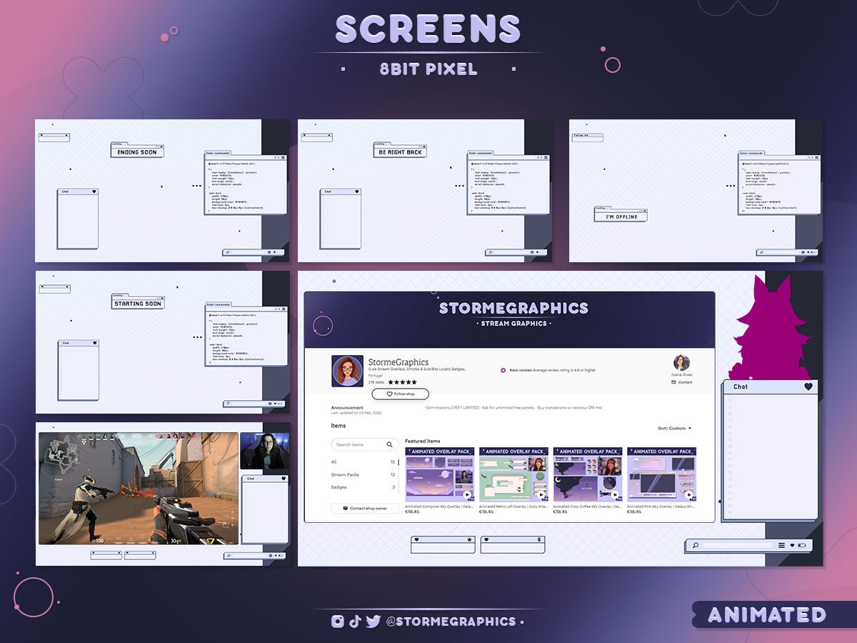 Animated 8bit Pixel Overlay Computer Stream Package Programer Twitch ...
