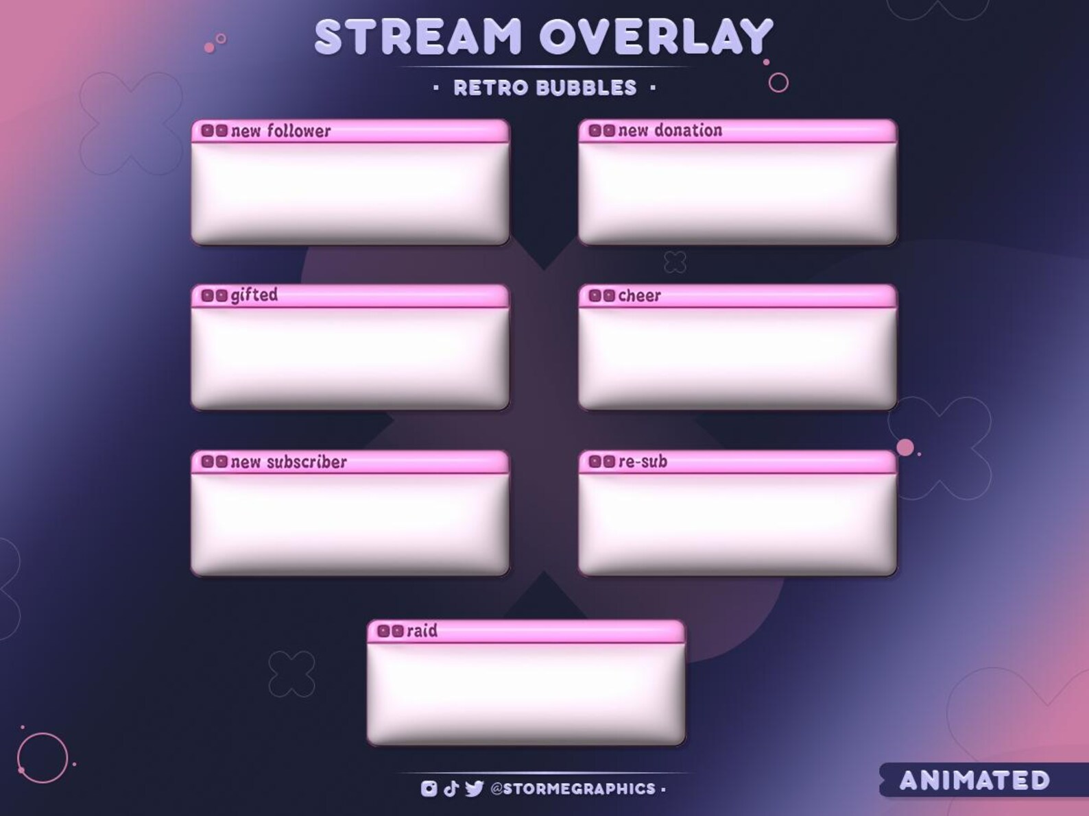 Animated Retro Bubbles Overlay | Sparkle Bubbly Stream Package | Cute ...