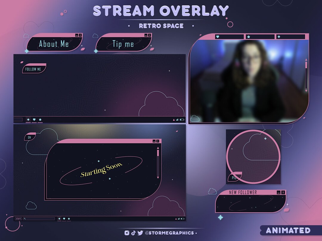 Animated Retro Space Overlay | Computer Y2K Galaxy Stream Package ...