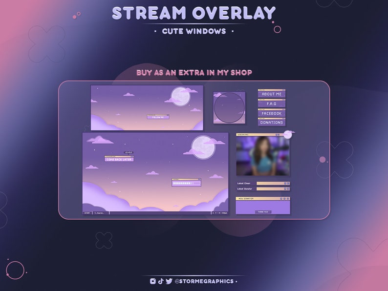 Retro Computer Sky Twitch Widget Chat | Galaxy Streamelements Chat ...