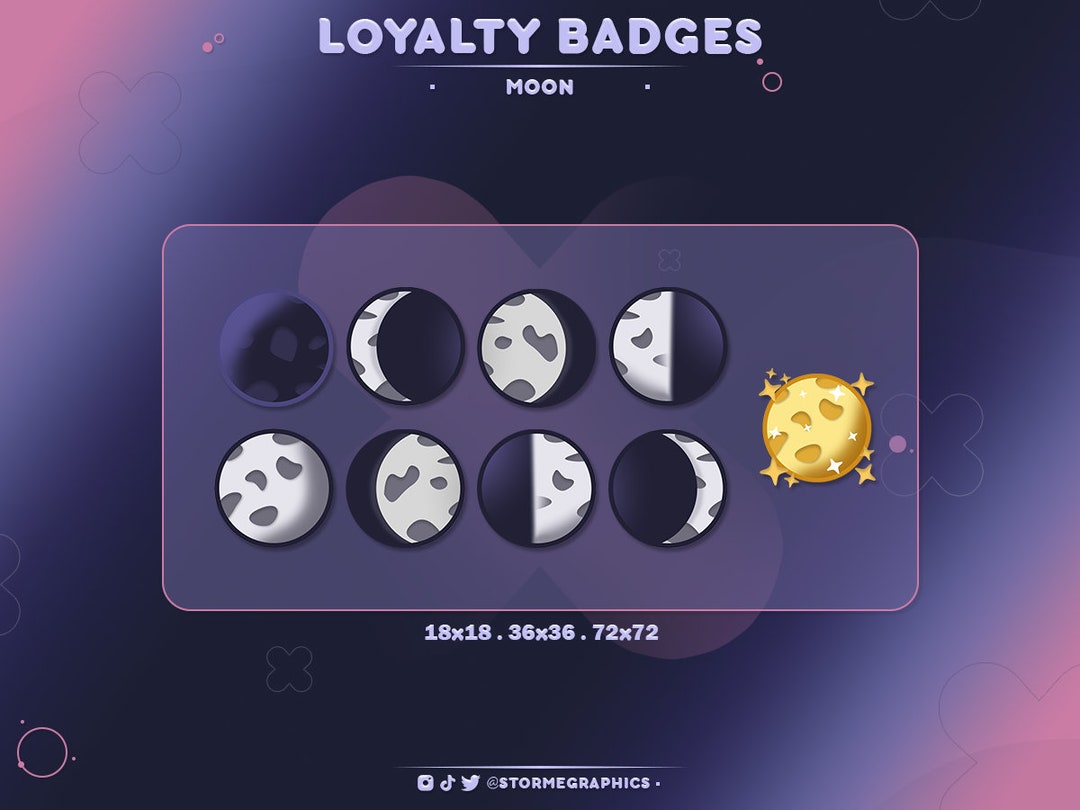 Moon Phases Sub Bits Badges | Twitch - Discord - Stream - Sky ...