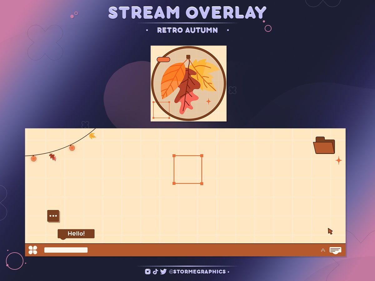 Animated Twitch Retro Autumn Overlay Y2K Computer Stream Package Orange ...